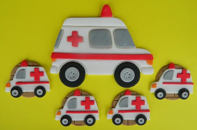 13 EDIBLE AMBULANCE CUPCAKE cake KIT topper DECORATION VEHICLE ...