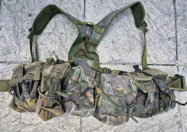 GENUINE BRITISH ARMY Woodland DPM Webbing Set 5 X Pouches Belt Yoke £25 ...