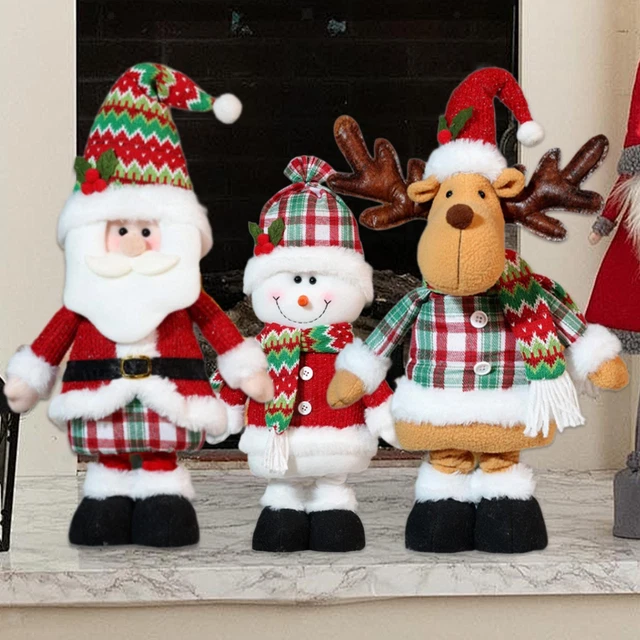 PLUSH FIGURINE FOR Christmas, Holiday Decoration with Extendable Legs ...