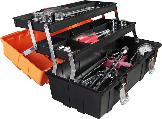 17-INCH PLASTIC TOOL Box,3-Tiers Multi-Function Storage Portable Toolbox Organiz $89.95 ...