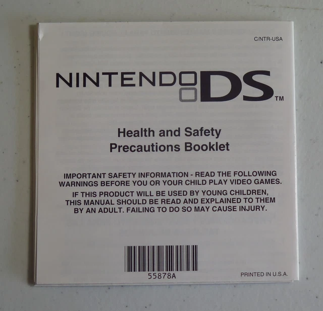 NINTENDO DS HEALTH And Safety Precautions Booklet - English/French ...