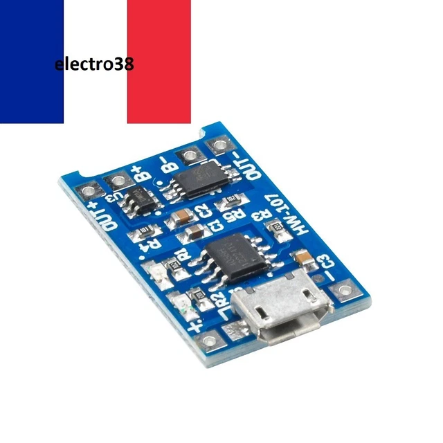 TP4056 MODULE CHARGEUR 18650 batterie Lithium 1A avec protection (HW ...