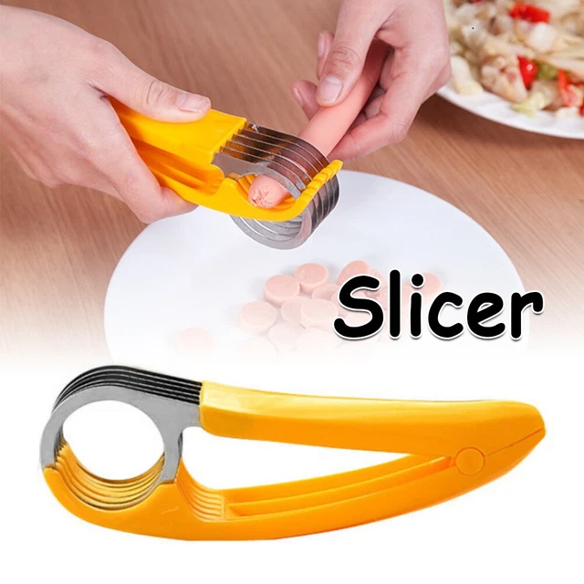 STAINLESS STEEL BANANA Cucumber Sausage Slicer Veg Cutter Kitchen Handy ...