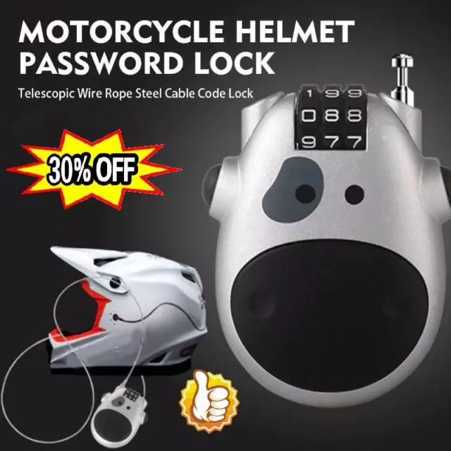 HELMET CODE LOCK Telescope/Wire Rope Anti-Theft Cable Lock Stitch - NEW ...