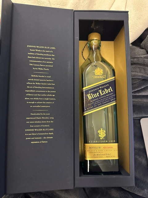 JOHNNIE WALKER BLUE Label Scotch Whisky Bottle Box Cork 1000ML 1L ...