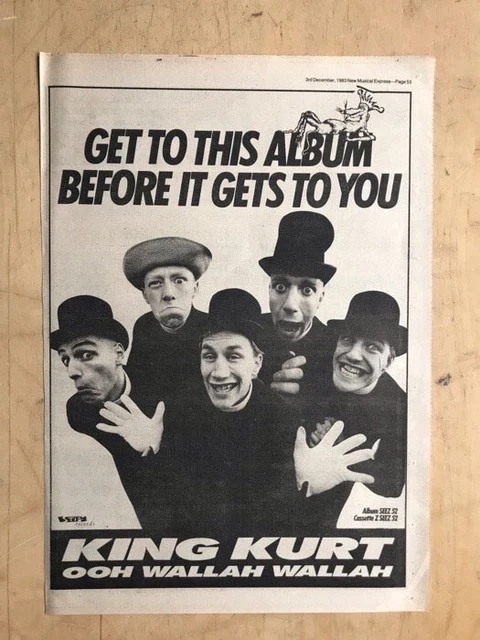 KING KURT OOH WALLAH WALLAH(A) POSTER SIZED original music press advert ...