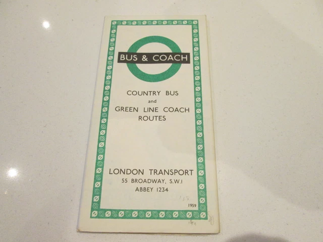 LONDON TRANSPORT BUS Map Country Bus and Green Line Coaches 1959 (5/58 ...