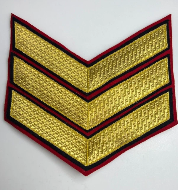 BRITISH ARMY GUARDS Sergeants Rank Chevrons Stripe Gold On Red 180 x ...