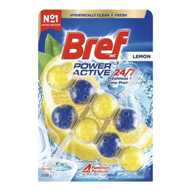 BREF POWER ACTIVE Toilet Cleaner Block Lemon Twin Pack 100g - Fresh ...