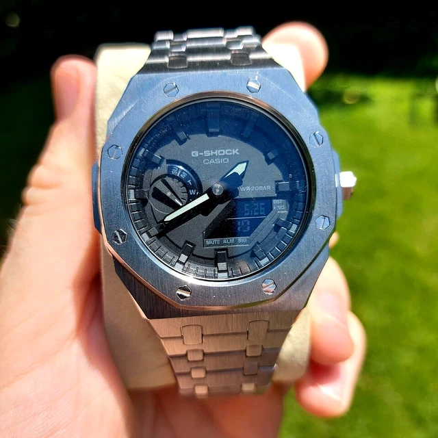 GA2100 CASIOAK CUSTOM G-Shock AP Royal Oak Stainless Steel Black USED ...