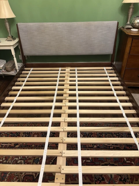 WEST ELM KING Size Bed Frame with Upholstered Headboard In Grey £83.90 ...