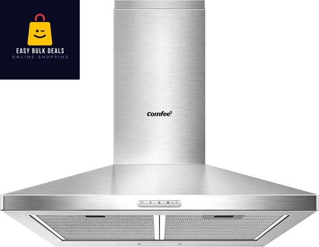 60CM STAINLESS STEEL Chimney Cooker Hood Extractor Fan with LED & 3 ...
