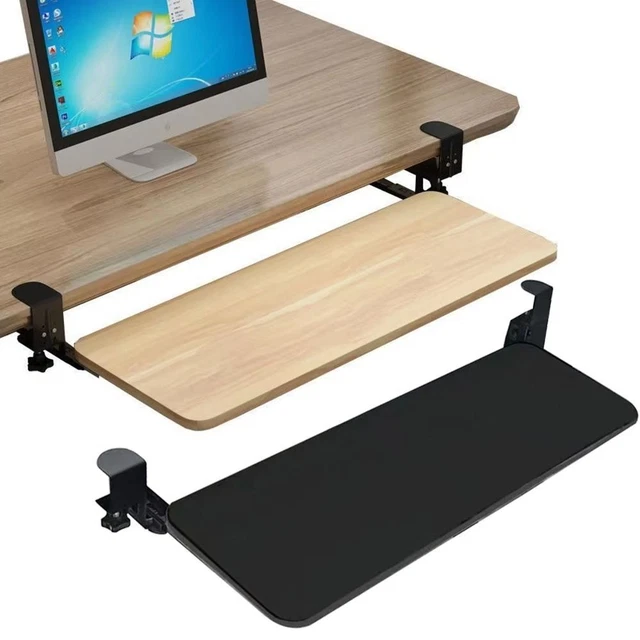 CLAMP-ON KEYBOARD TRAY Ergonomic Sliding Under Desk Platform ...