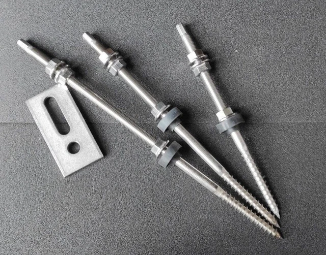 STICK SCREW, STAINLESS steel A2, adapter plate, solar PV, stick screws ...