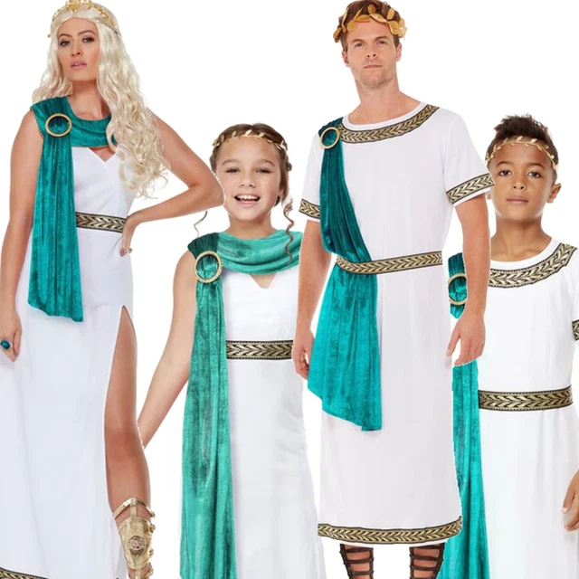 COSTUME DE FAMILLE D'Empereur Romain Dieu Grec Toge Déguisement Enfant ...