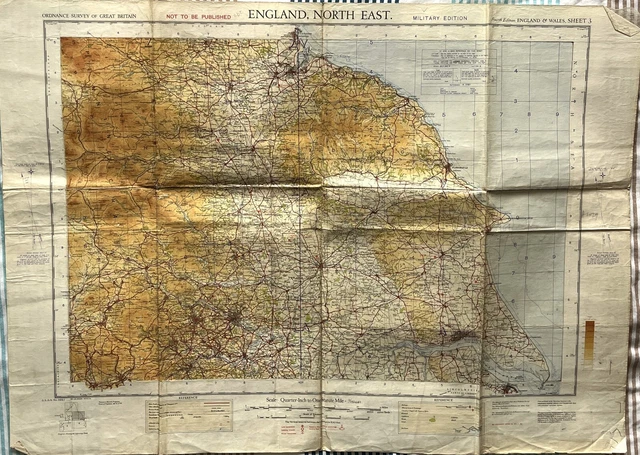 WW2 WAR OFFICE Linen Backed Map England North East 1939 (A2) £15.00 ...