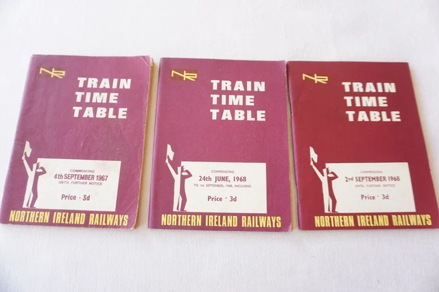 1967 1968 NORTHERN Ireland Railways Train Railway Timetable x3 Ireland ...