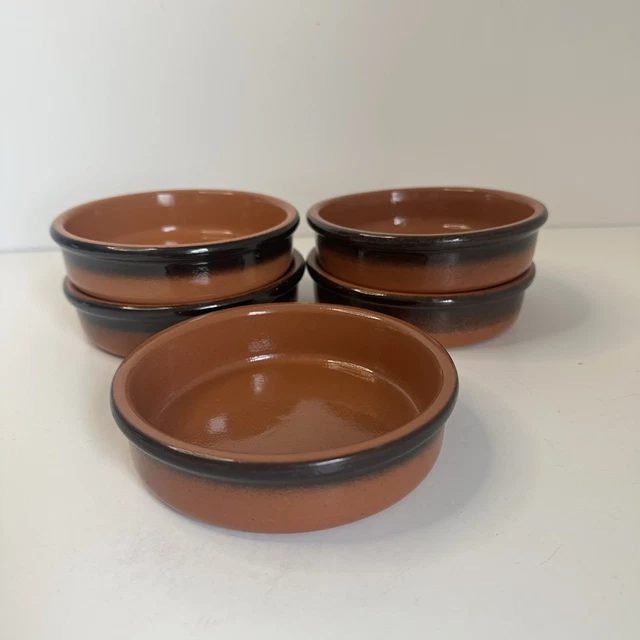 SET OF 5 Cermer Glazed Terra Cotta Ramekins Creme Brulee Flan Dipping ...