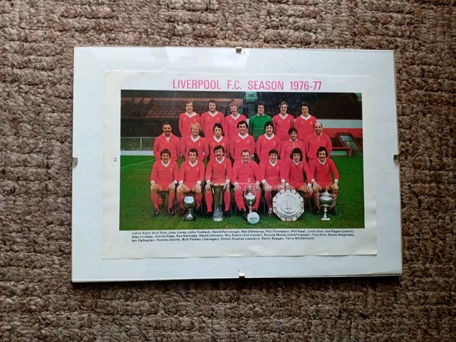 LIVERPOOL FC MEMORABILIA Season 1976-77 Line-up In A4 Perspex Clip ...