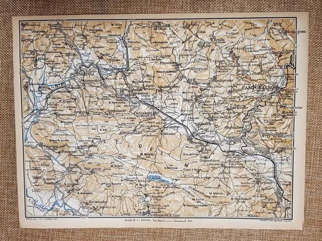 CARTA O CARTINA del 1938 Isernia Capriati Cantalupo Frosolone Molise T ...