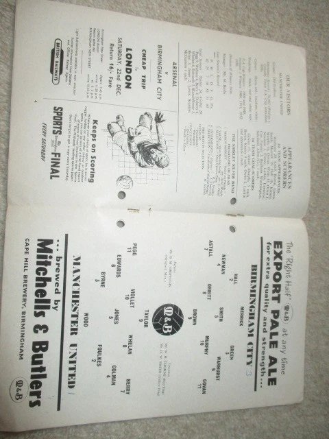 BIRMINGHAM CITY V Manchester United football programme 15/12/56 £4.38 ...