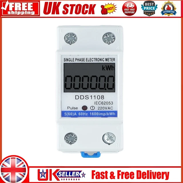 LCD SINGLE PHASE Electric Energy Meter KWH AC Digital Watt-Hour Meter ...