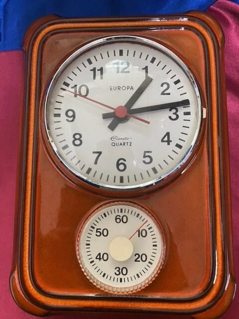 EUROPA ELOMATIC QUARTZ Keramik Küchenuhr mit Kurzzeitmesser. Vinatge ...