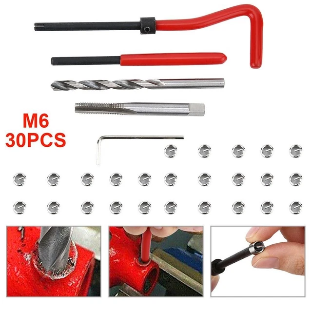 30PC WEAR RESISTANCE Metric Thread Repair Insert Kit M6*1MM Coil Tool ...