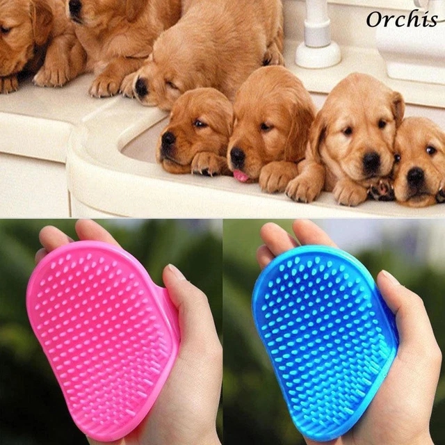 PET CAT BATH Dog Brushs Combs Rubber Glove Hair Fur Massaging Grooming ...