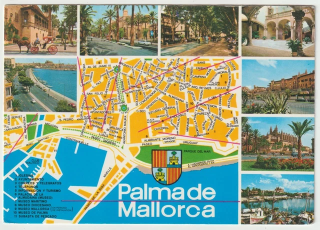 AK MAP, LANDKARTE, Stadtplan **PALMA de MALLORCA** EUR 1,00 - PicClick IT