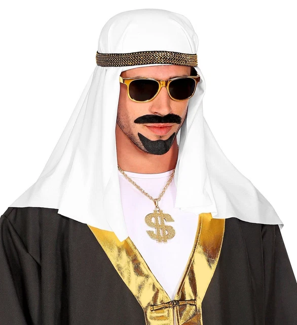 ARAB SHEIK HEADPIECE Adult White Keffiyeh Fancy Dress Costume Hat £12. ...