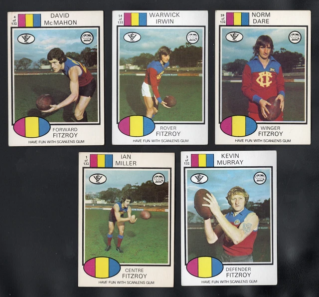 1975 AFL VFL Scanlens Football Cards - Full 11 Card Team Set (Fitzroy ...