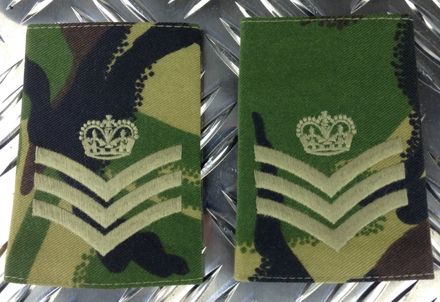 GENUINE BRITISH ARMY DPM/Woodland Camo STAFF SERGEANT Rank Slides ...