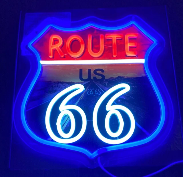 ROUTE 66 USB LED Wall Night Light Lamp Hanging American Bar Home neon ...