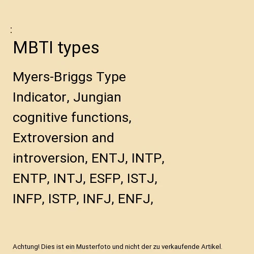 MBTI TYPES: MYERS-BRIGGS Type Indicator, Jungian cognitive functions, Extroversi EUR 36,00 ...
