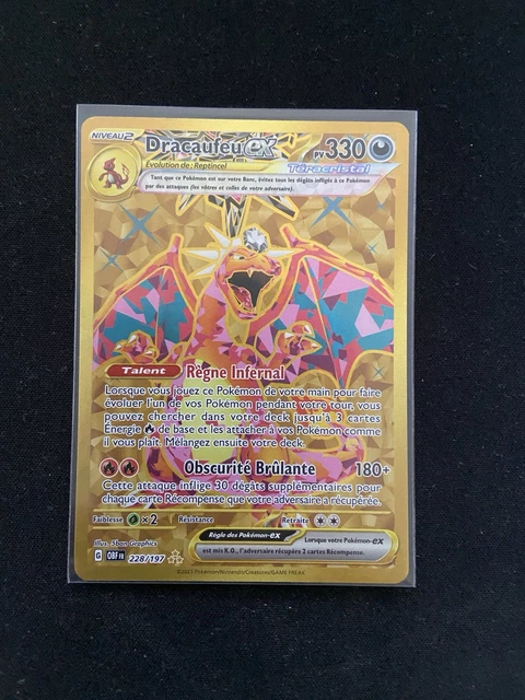CARTE POKÉMON DRACAUFEU ex 228/197 OBF Flammes Obsidiennes Gold Rare FR ...
