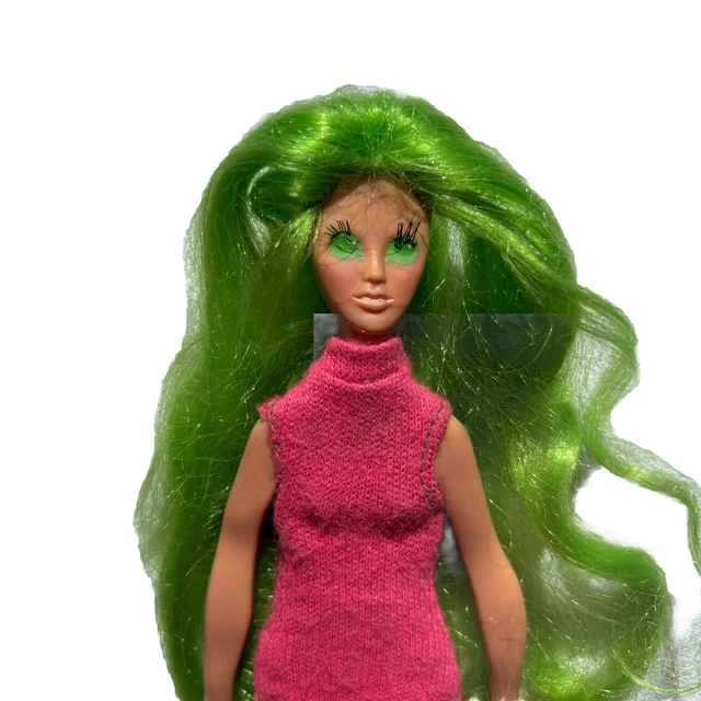 VINTAGE 1969 IDEAL Tall FLATSY FLAT Doll Gwen With GREEN Hair, Like ...