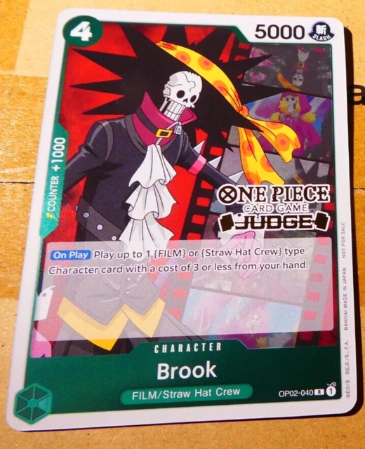 ONE PIECE ENGLISH Card Rare Judge Game Carte Promo Holo Brook Op02-040 ...