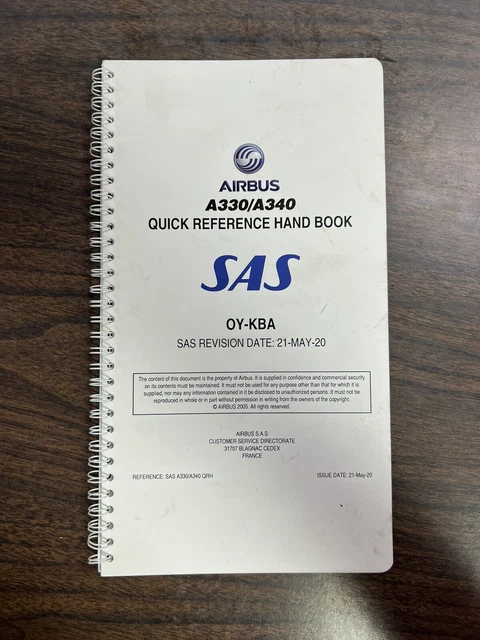 SAS AIRBUS A330/A340 Quick Reference Handbook EUR 16,63 - PicClick FR