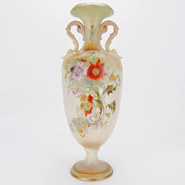 ANTIQUE CARLTON WARE Vase Blush Ivory Ragged Robin W & R Hand Painted ...