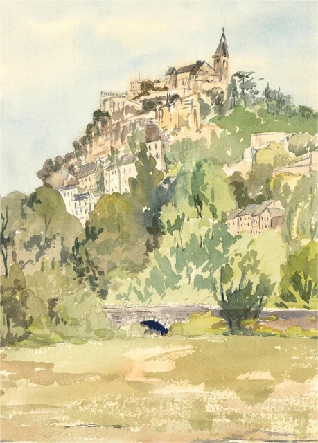 SYLVIA E. CHURCHWARD-WADE - aquarelle contemporaine, ville de montagne ...