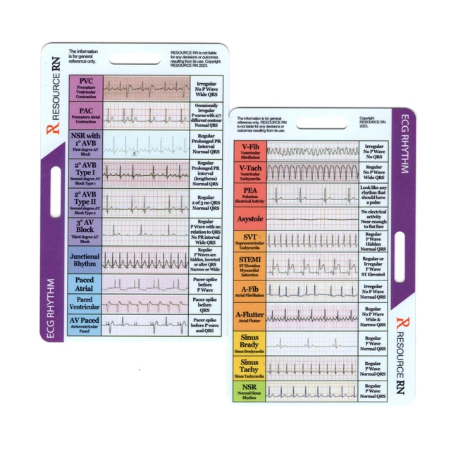 ECG/EKG RHYTHM POCKET Card Double Sided ECG/EKG RhythmCalipers Pocket £9.83 - PicClick UK