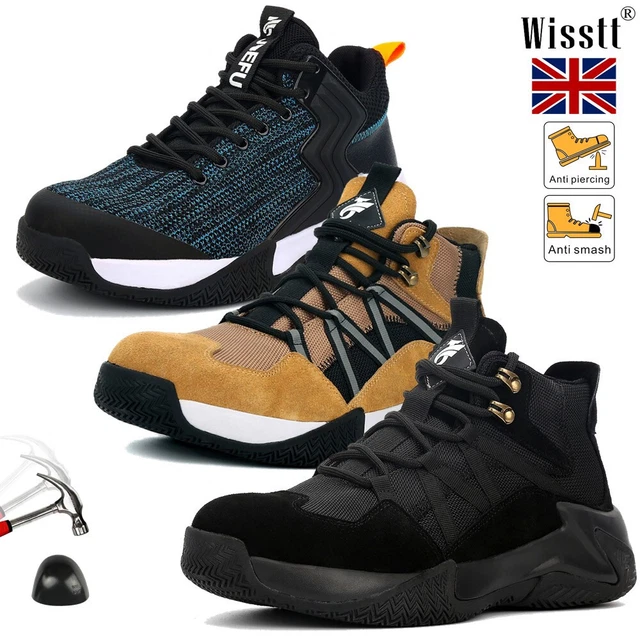 MENS STEEL TOE Cap Trainers Combat Safety Shoes Suede Work Boots ...