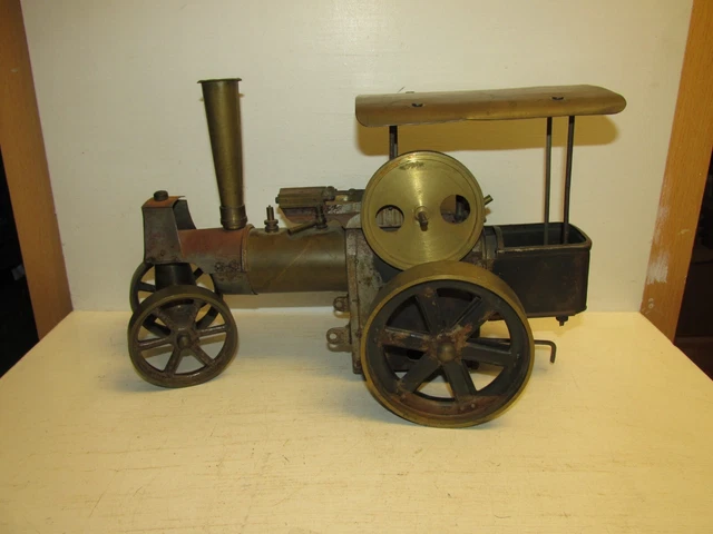 GREAT OLD TIN Brass Steamroller Road Roller Steam Engine With Burner ...