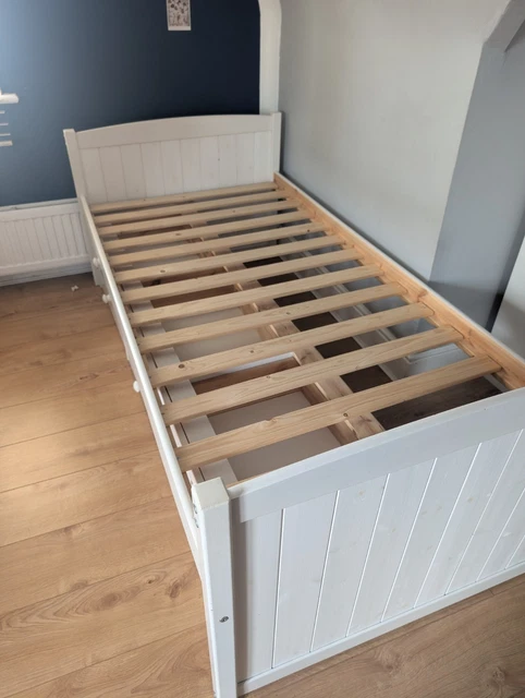 WHITE SINGLE BED Frame With Slide Under Draws £37.08 - PicClick UK