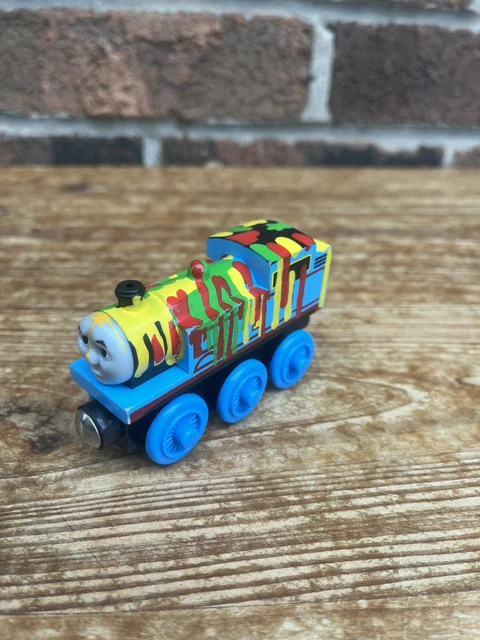 THOMAS TANK ENGINE & Friends Wooden Train PAINT SPLATTERED THOMAS ...