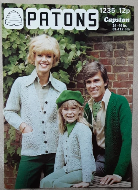 ORIGINAL PATONS CAPSTAN Family Cardigans 24"-44" Knitting Pattern 1235 ...