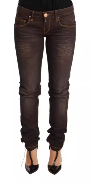 Acht Jeans Brown Washed Cotton Slim Fit Denim Low Waist Trouser S W26