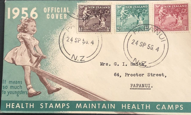NEW ZEALAND FDC 1956 Health Stamps Maintain Health Camps $3.99 ...