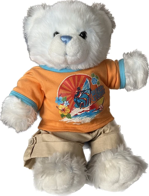 BUILD-A-BEAR WORKSHOP WHITE & Blue Plush Teddy in Shorts & T-Shirt 15 ...